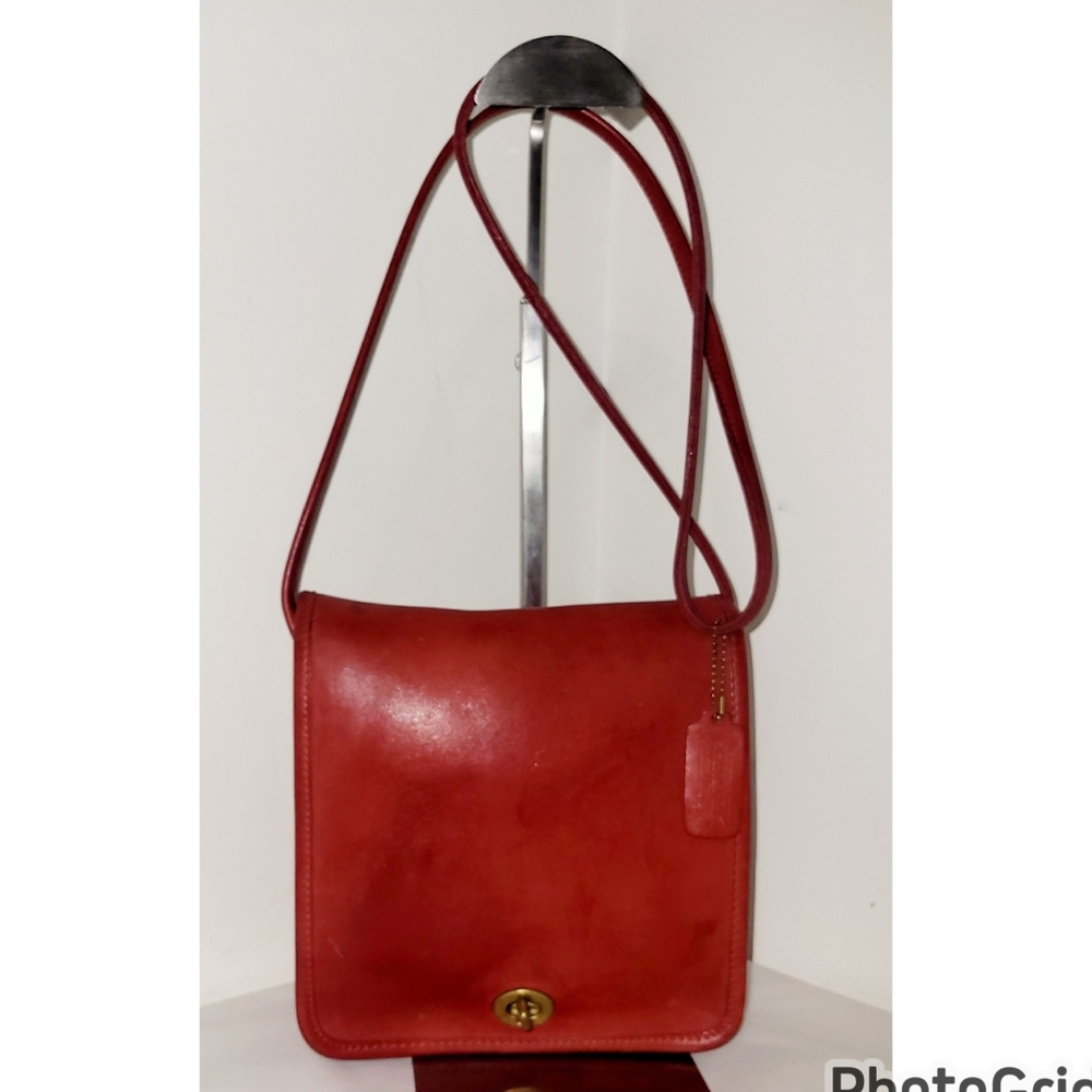Coach Vintage Red Leather Companion Crossbody Bag - Gem